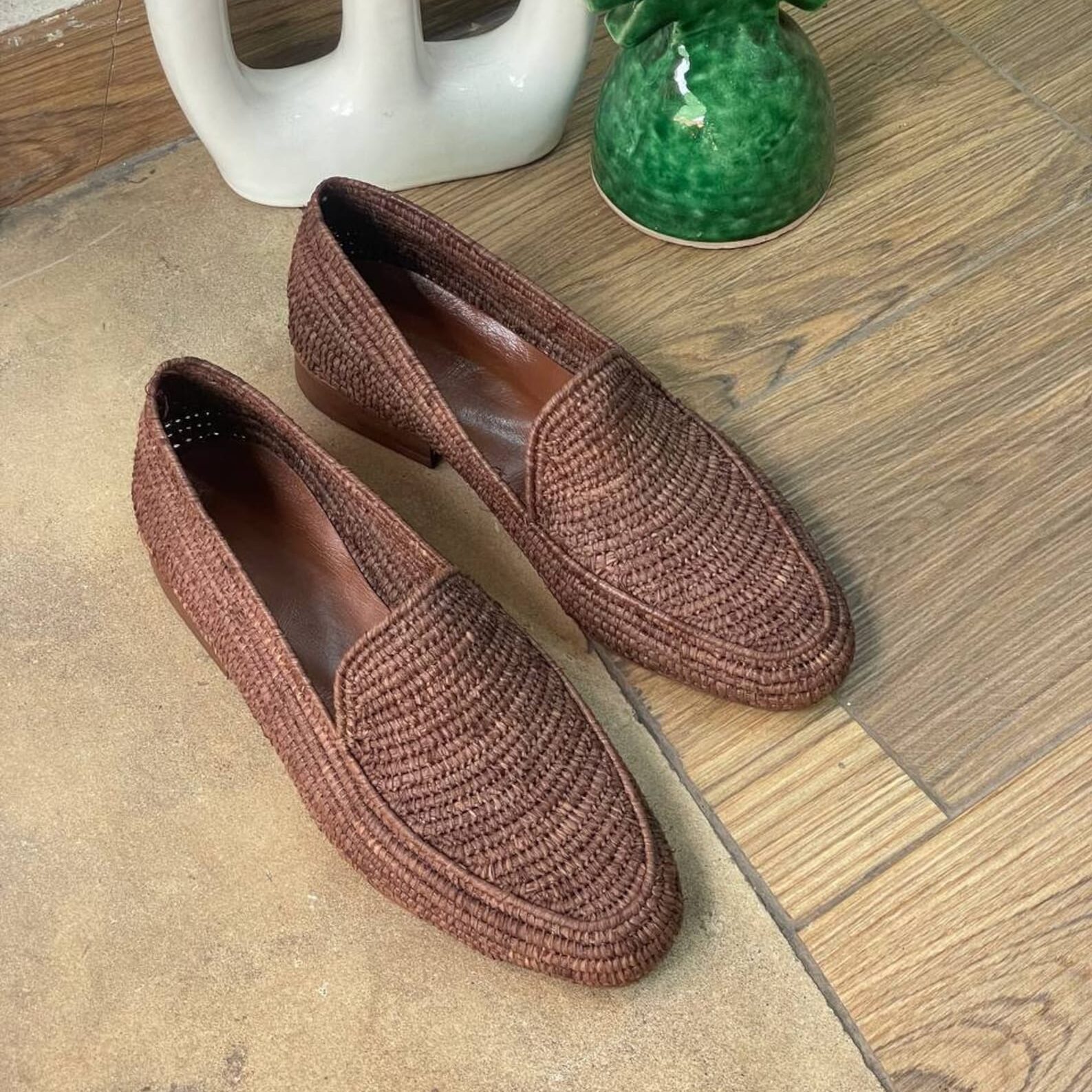 Brown-raffia shoes for men | Marrakesh artisan